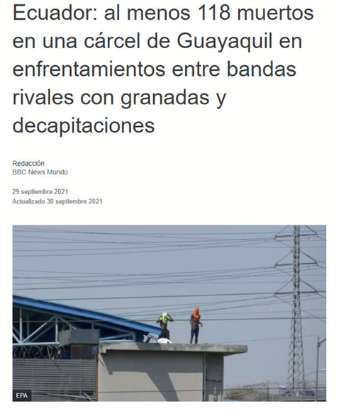 Las nuevas cárceles en Ecuador: un ecosistema para la reproducción del crimen complejo