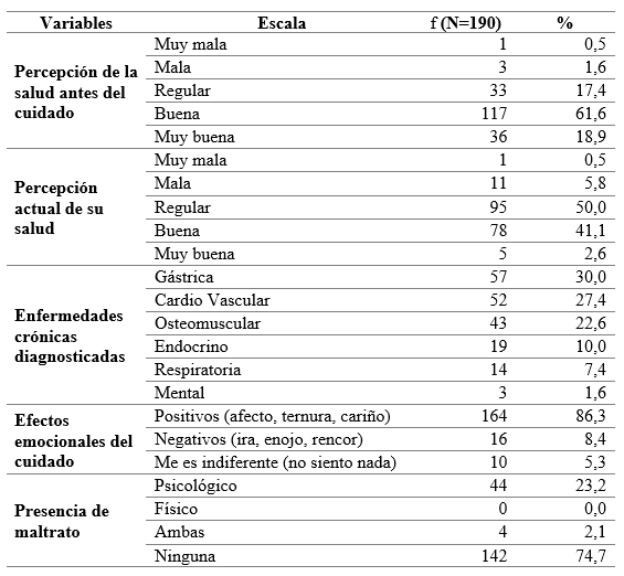 Perfil biosociodemográfico del cuidador principal informal del adulto ...